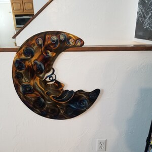 Wall Art Moon Home Decor Vibrant Artwork / Metal Wall Hanging Moon ...