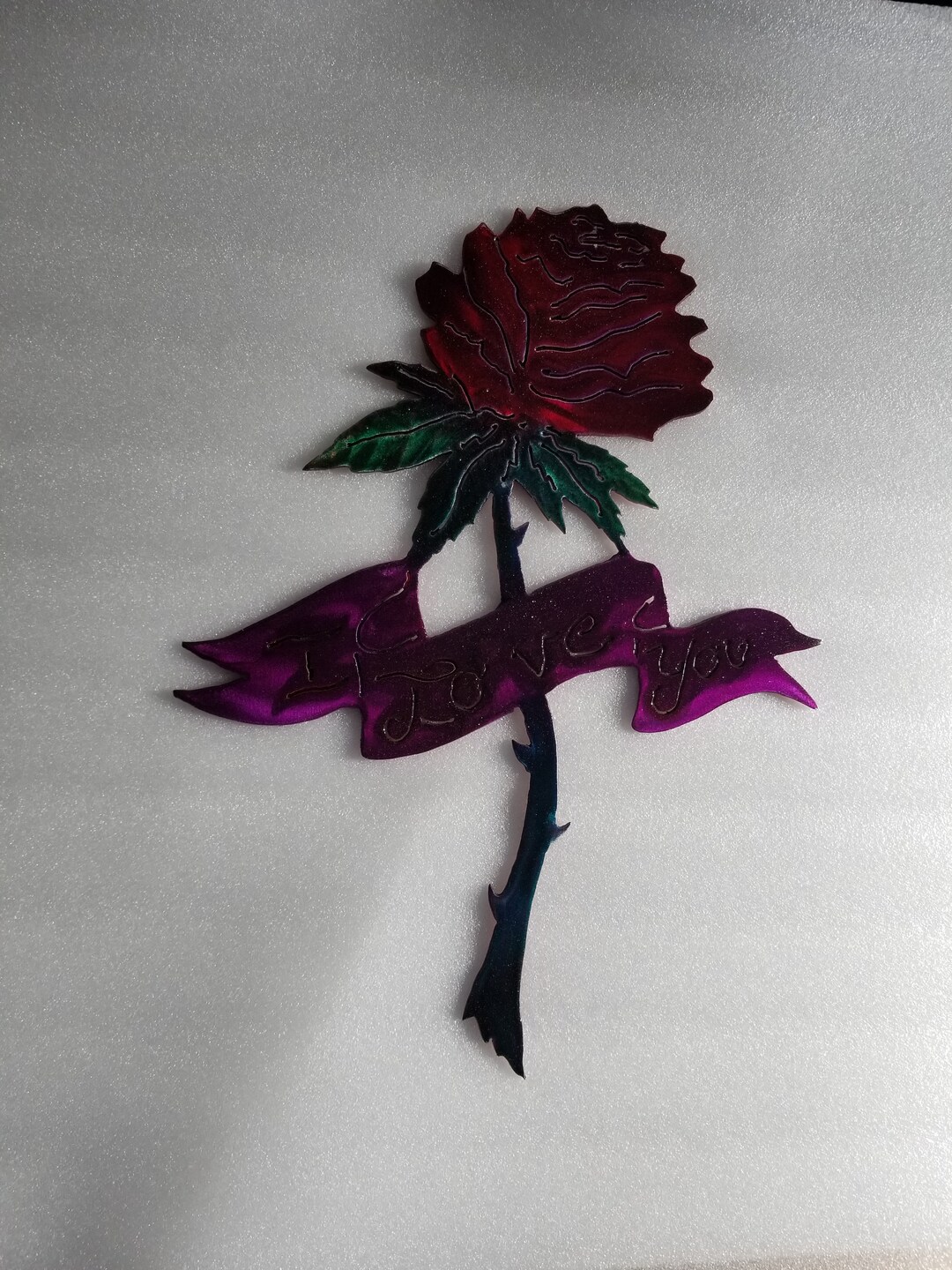 Metal Wall Art Valentine's Day Gift Red Rose, It Love You Steel Home ...