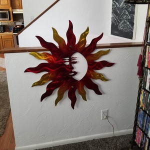 Patio Wall Art Sun With Face Outdoor Wall Decor, Recycled Steel Sun ...