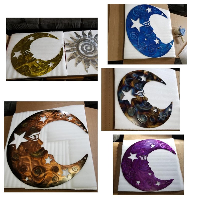 Metal Wall Art Moon / Home Decor Steel Moon & Stars Plasma Cut - Etsy