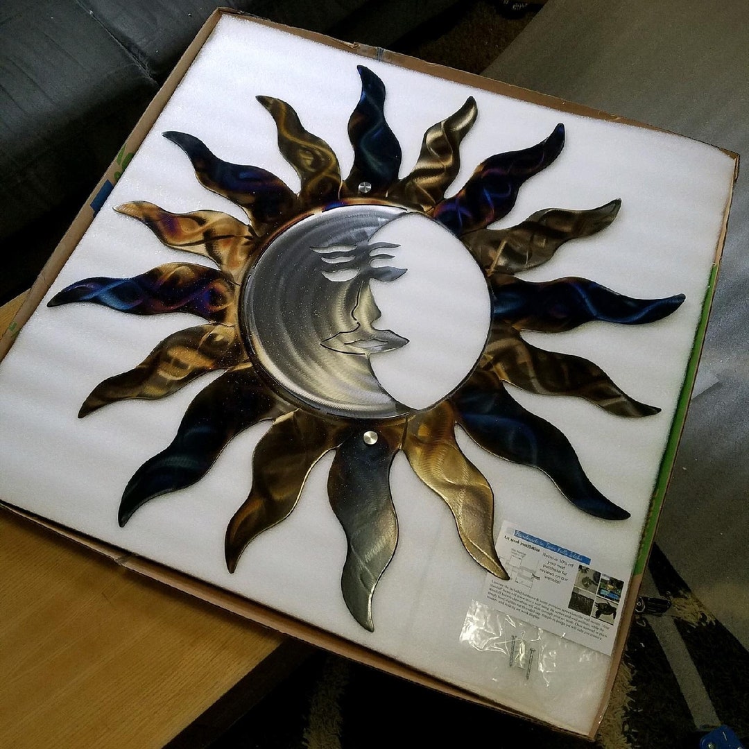Smiley Sun Metal Wall Art, Sun With Face Decor, Creative Metal Art ...