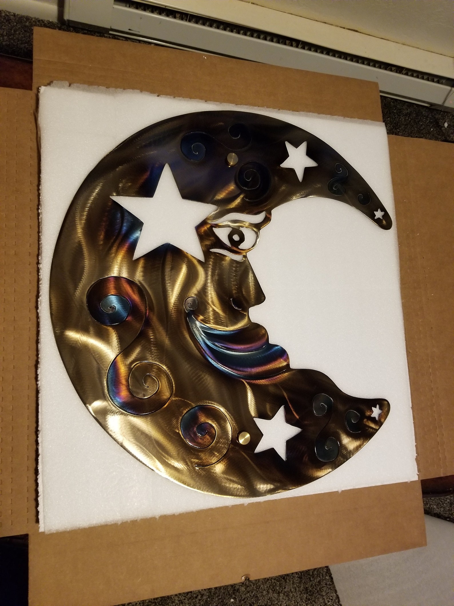 Moon With Face Metal Wall Decor Unique Home Decor Indoor Outdoor Patio ...