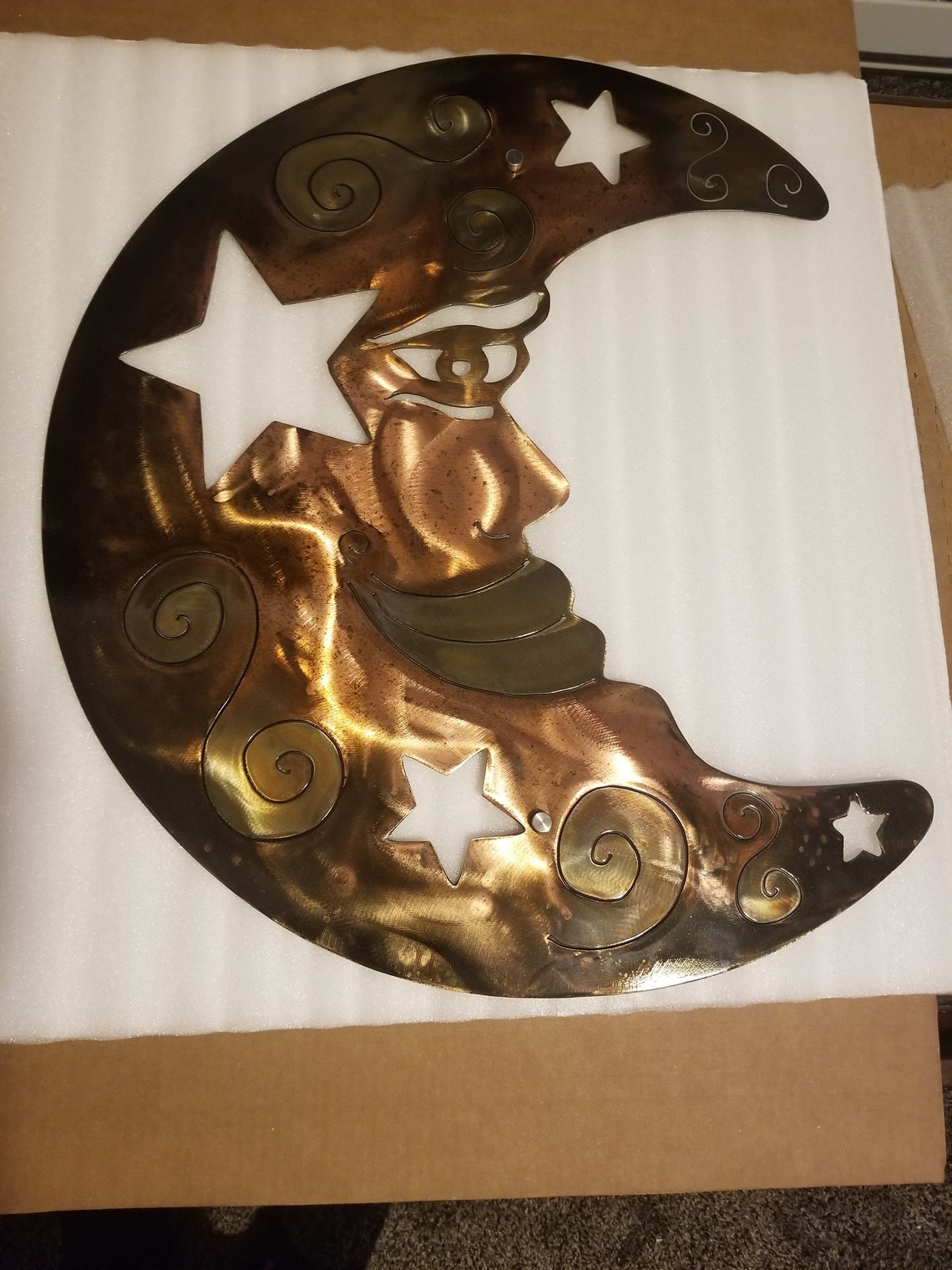 Moon Metal Art / Large Wall Decor Rustic Moon and Stars / - Etsy