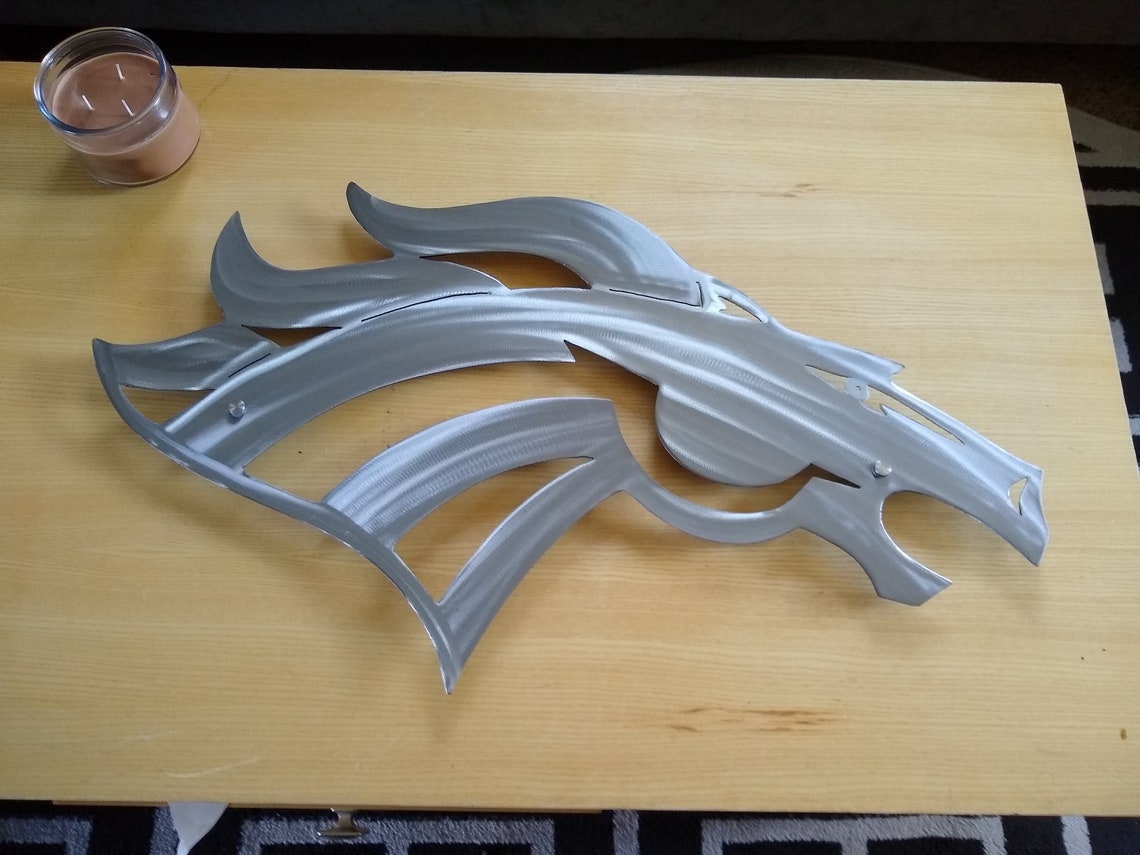 Metal Wall Art Broncos Logo Sign Football Home Decor Gift for Him, Man ...