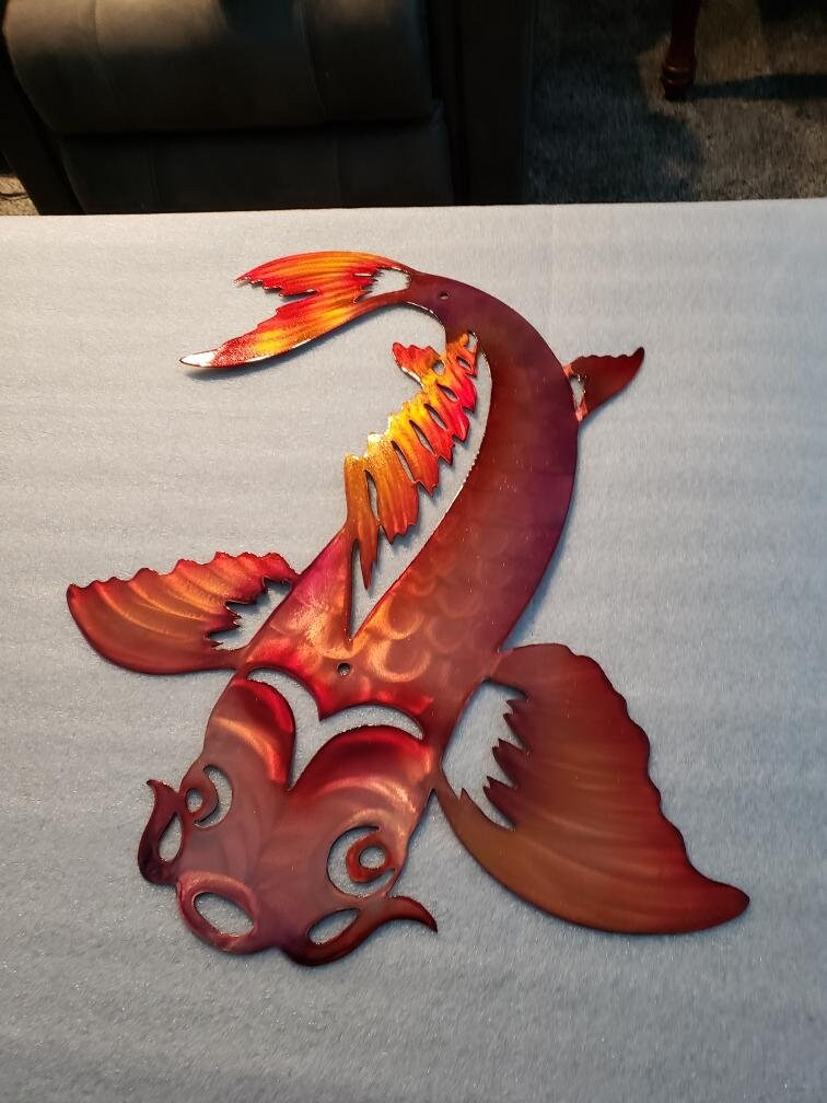 Koi Fish Metal Wall Art Giant Wall Hanging Sculpture - ETSY Custom Koi ...