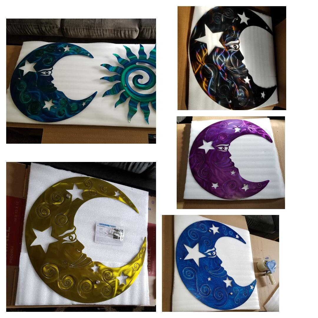 Metal Wall Art Moon / Home Decor Steel Moon & Stars Plasma Cut Garden ...