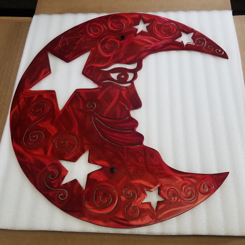 Metal Wall Art Moon / Home Decor Steel Moon & Stars Plasma Cut - Etsy
