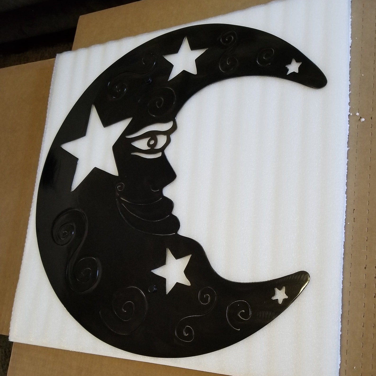 Metal Wall Art Moon / Home Decor Steel Moon & Stars Plasma Cut - Etsy