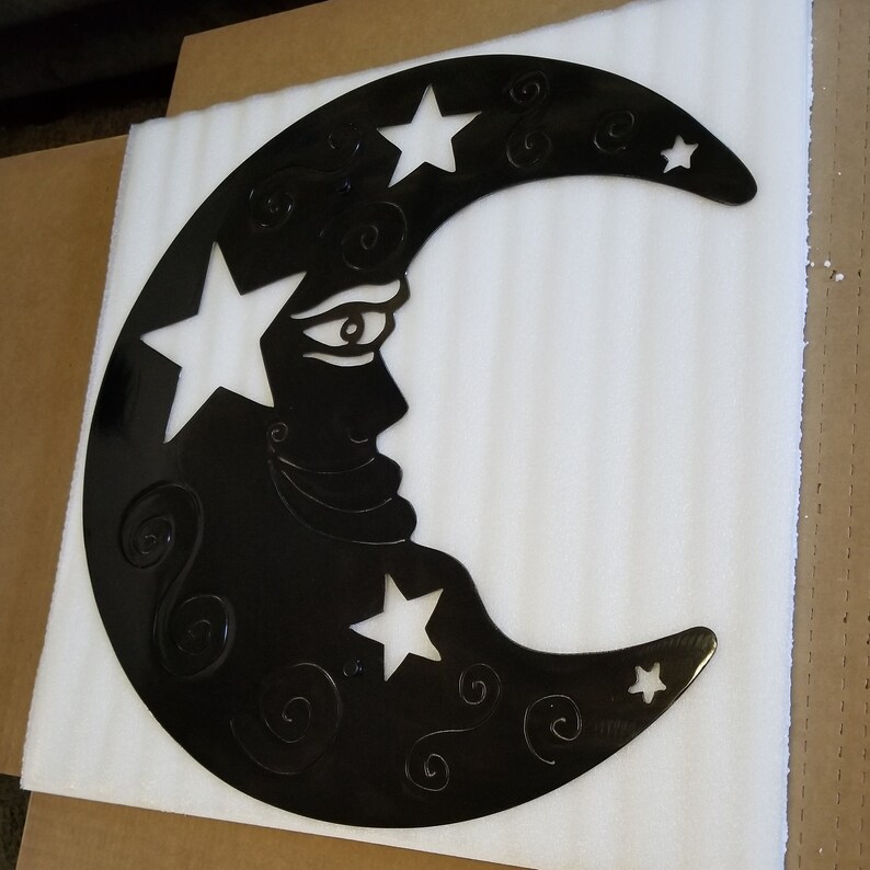 Metal Wall Art Moon / Home Decor Steel Moon & Stars Plasma Cut - Etsy