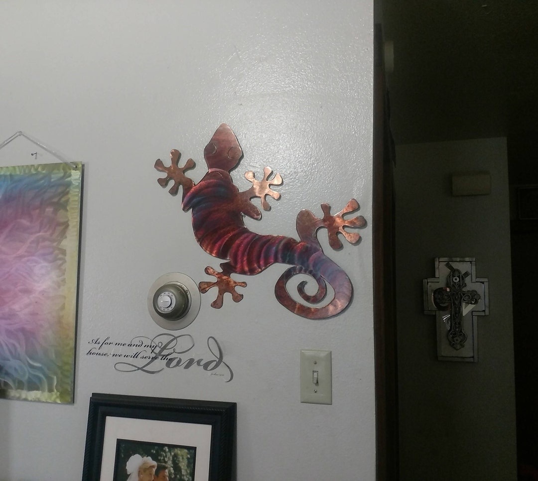 Metal Gecko Wall Decor Colorful Gecko Wall Art Patio Decor Metal Gecko ...