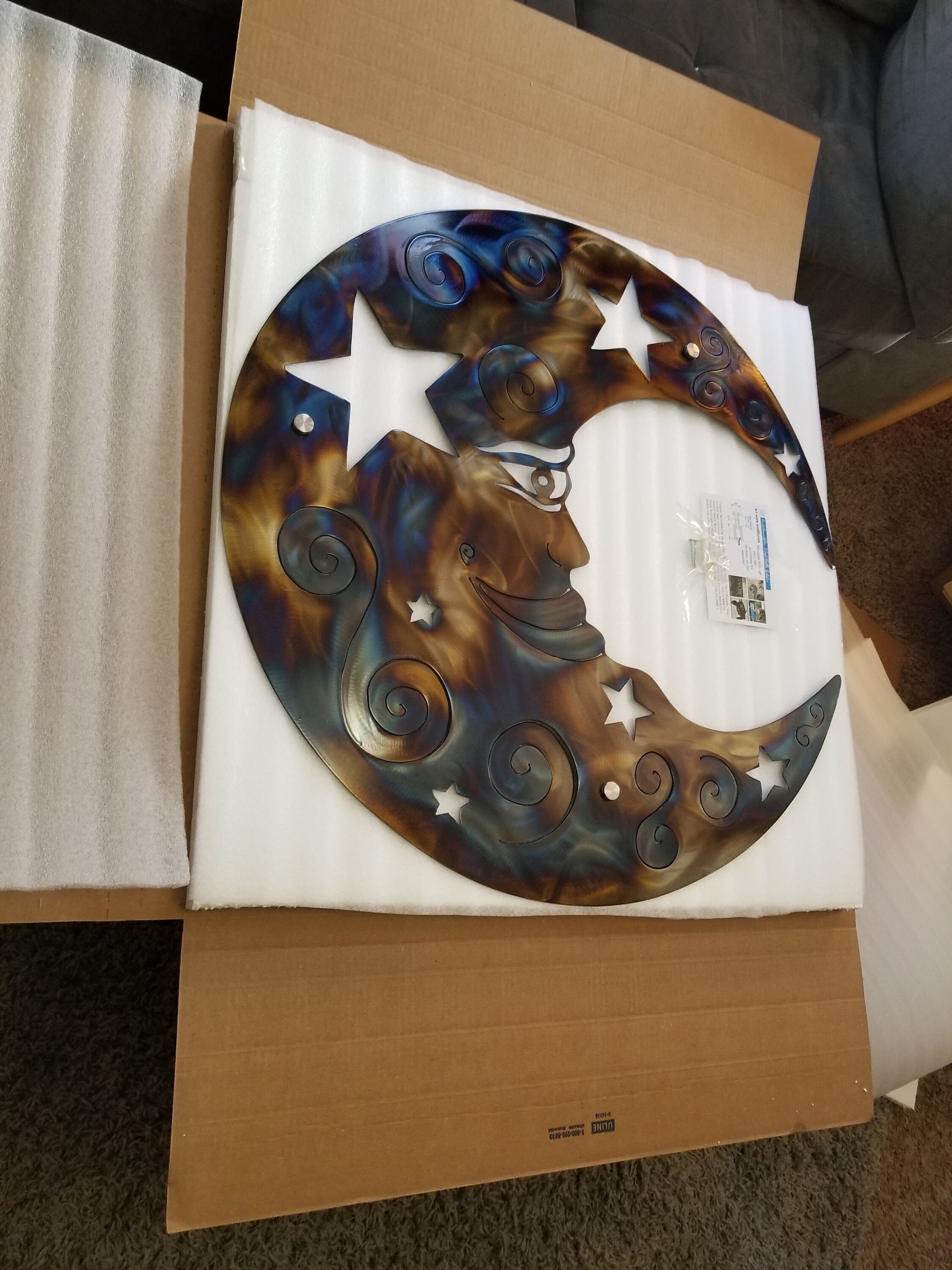 Moon metal art / large wall decor rustic moon and stars / | Etsy