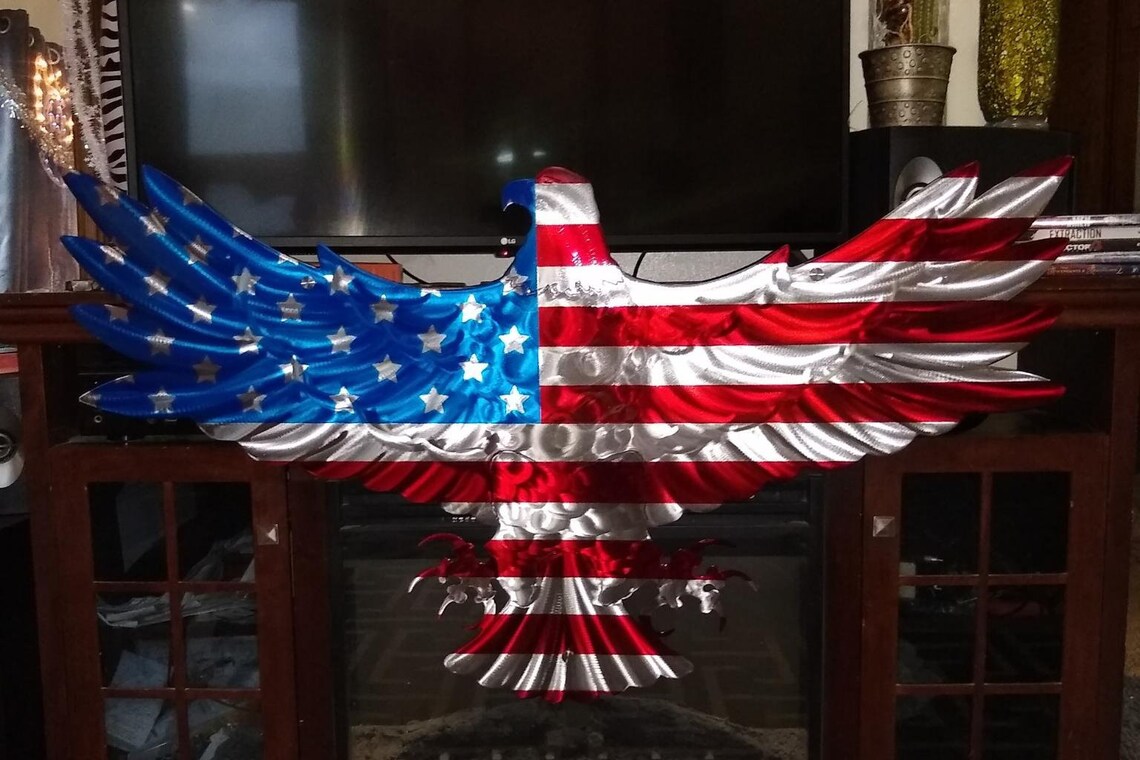 Patio Décor Flag Metal Wall Decor ETSY Handmade American Flag | Etsy
