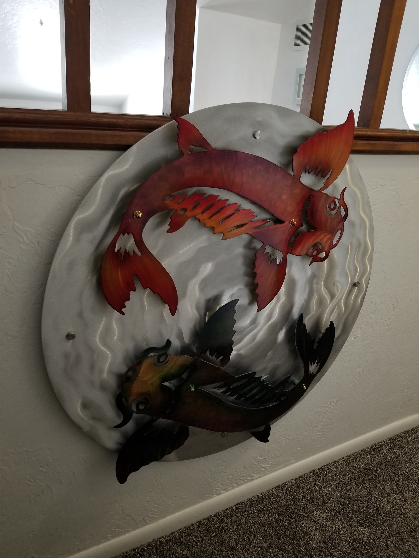 Koi Fish Metal Wall Art Giant Wall Hanging Sculpture - ETSY Custom Koi ...