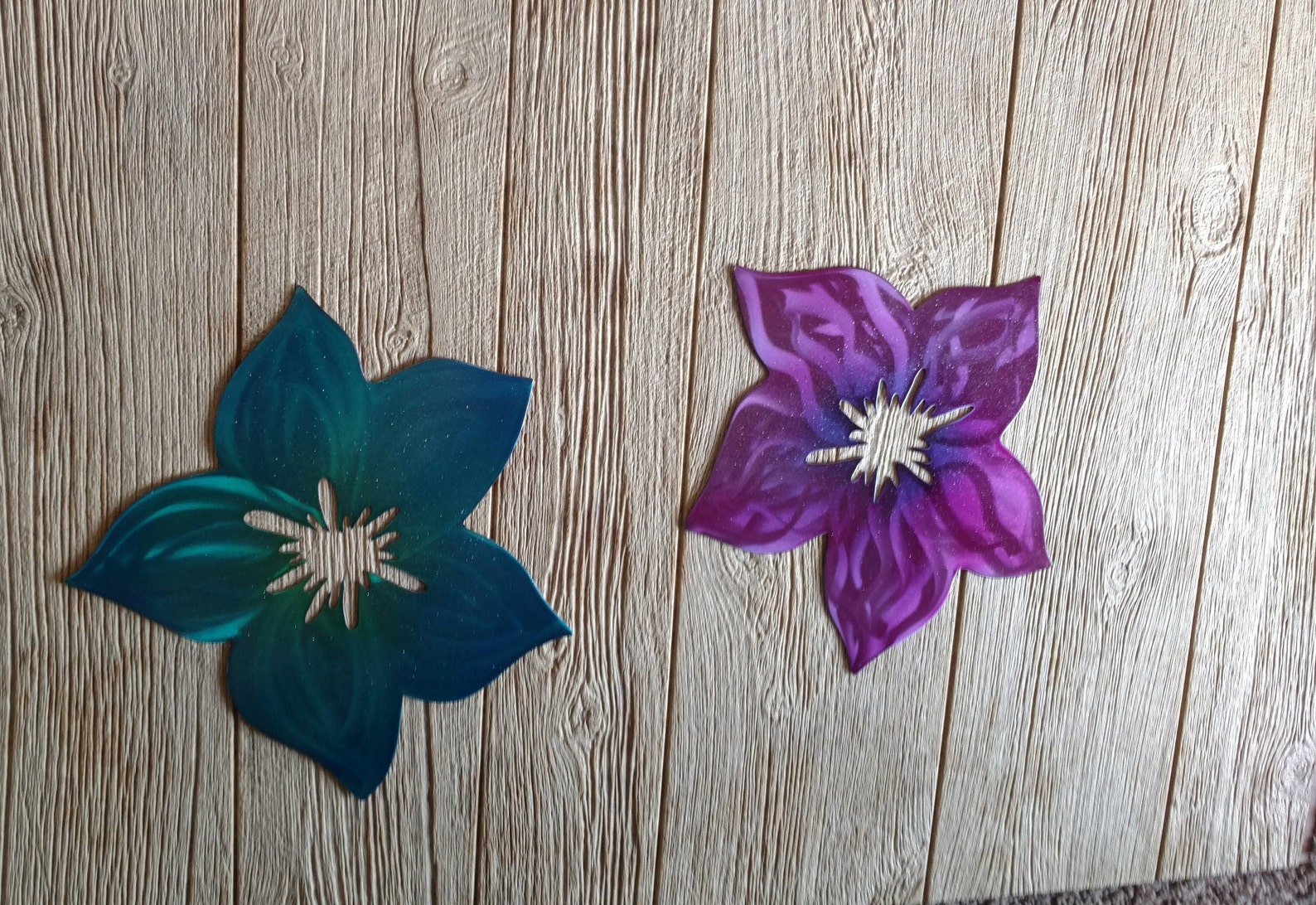 Metal Flowers Set of 3. Colorful Metal Wall Flower Unique Home - Etsy