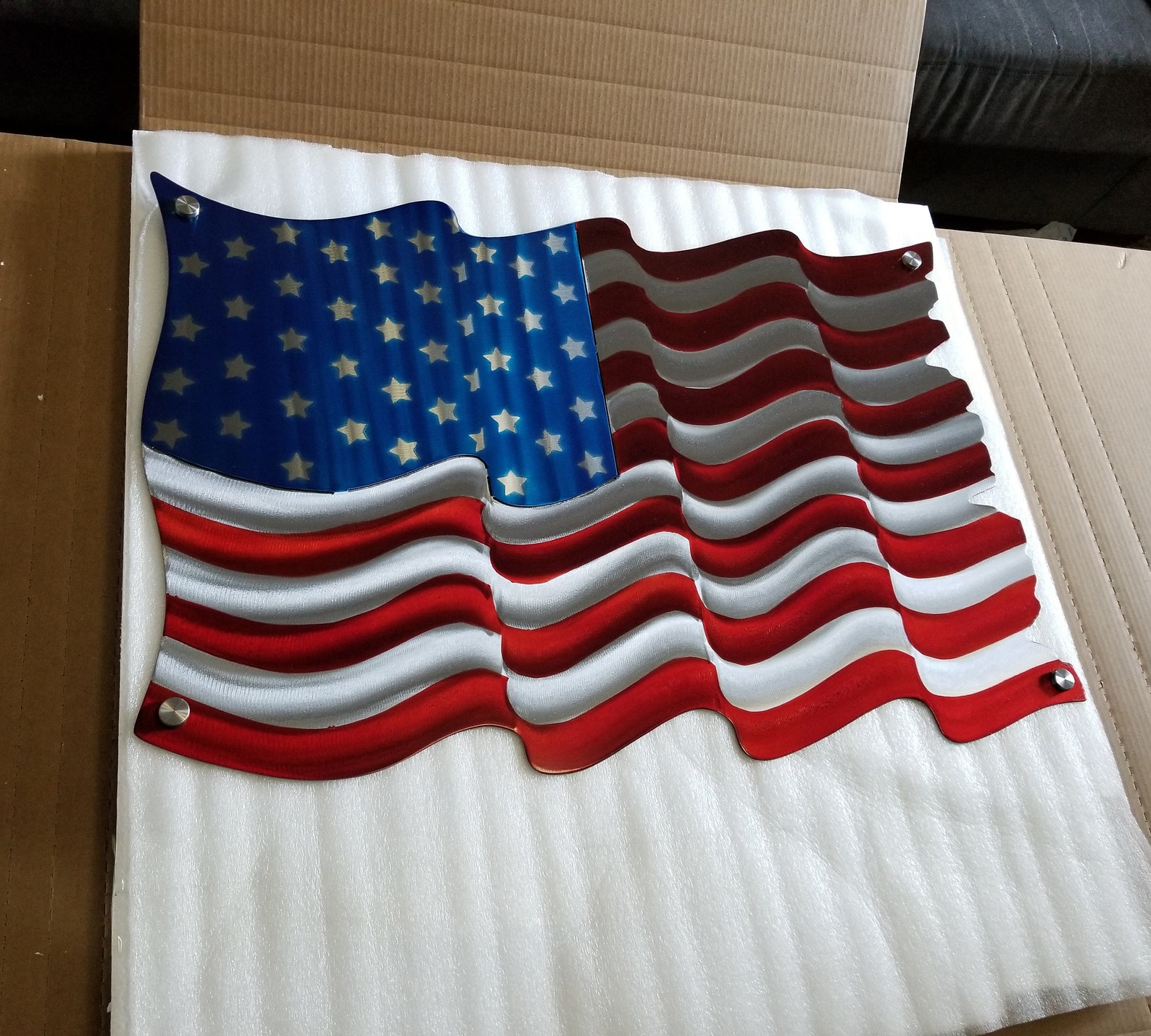 American Flag Metal Wall Art, Wall Hanging Flag Steel Hand Painted ...