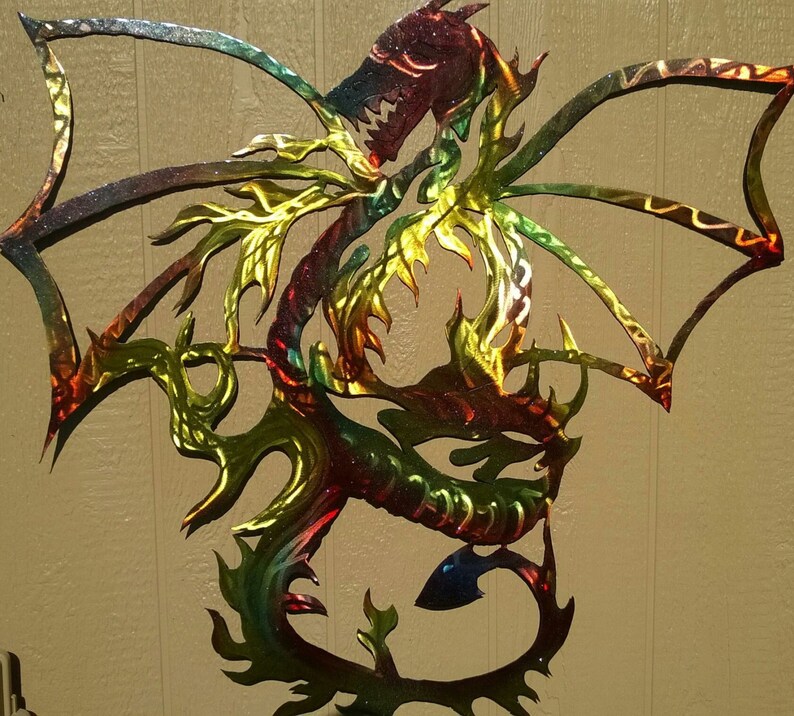Metal wall art Dragon extra large wall art ETSY handmade | Etsy