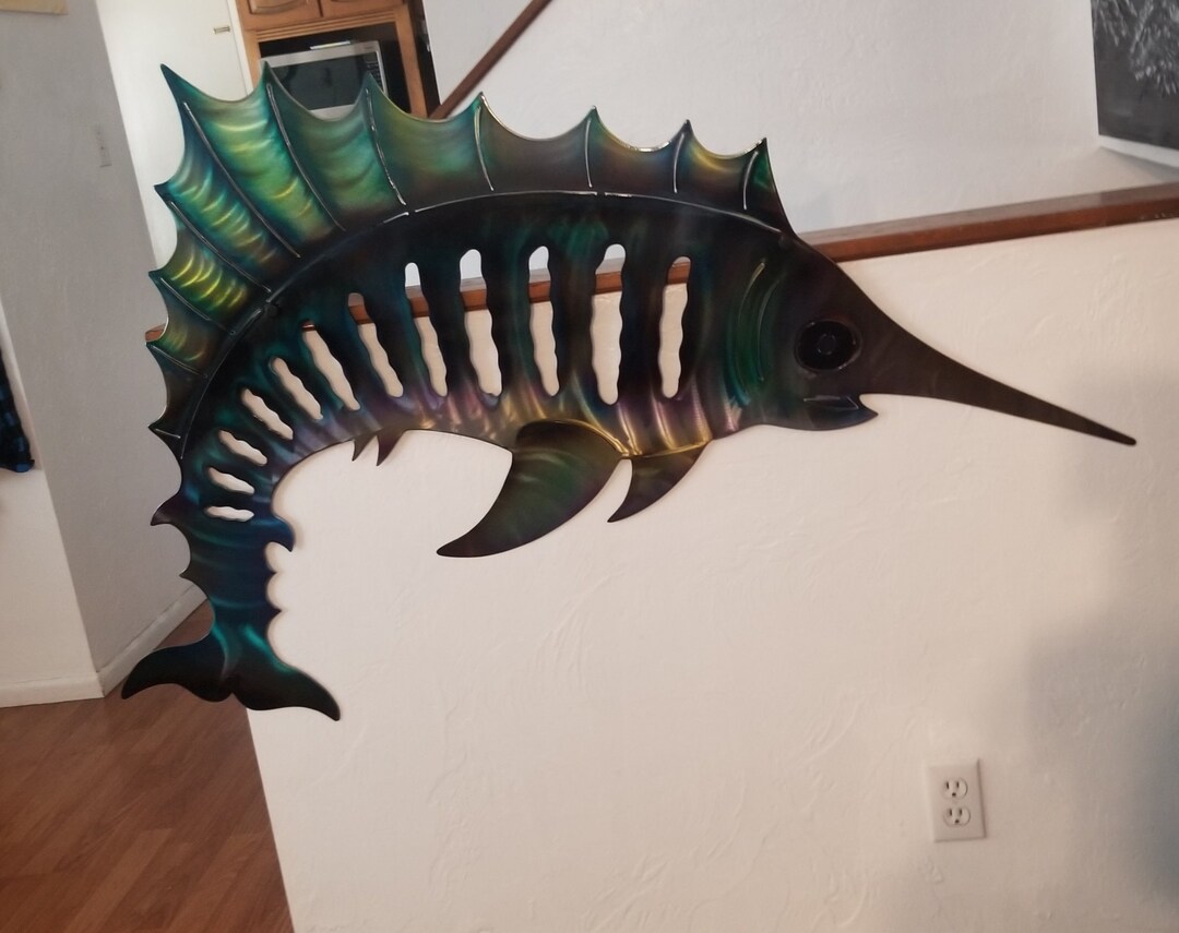 Beach Decor Metal Wall Art Sailfish Large Coastal Wall Hanging Outdoor ...