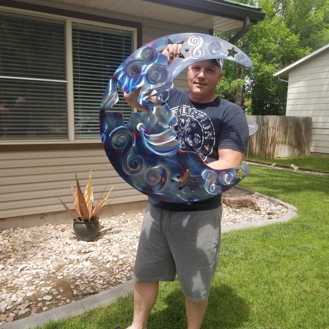 Metal Wall Art Moon Plasma Cut Wall Decor ETSY Large Moon Plasma Cut ...