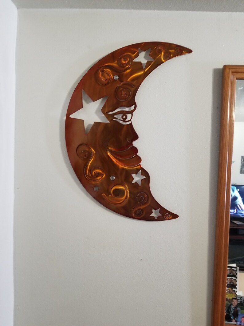 Moon Metal Wall Decor Unique Home Decor Moon Art Large Metal - Etsy