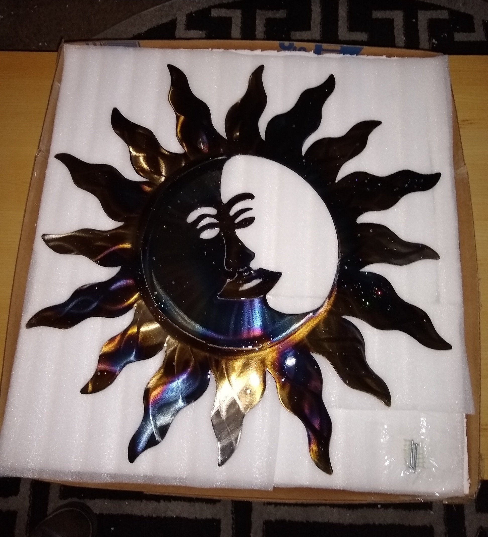 Metal sol y luna gran arte de pared de metal decoración | Etsy