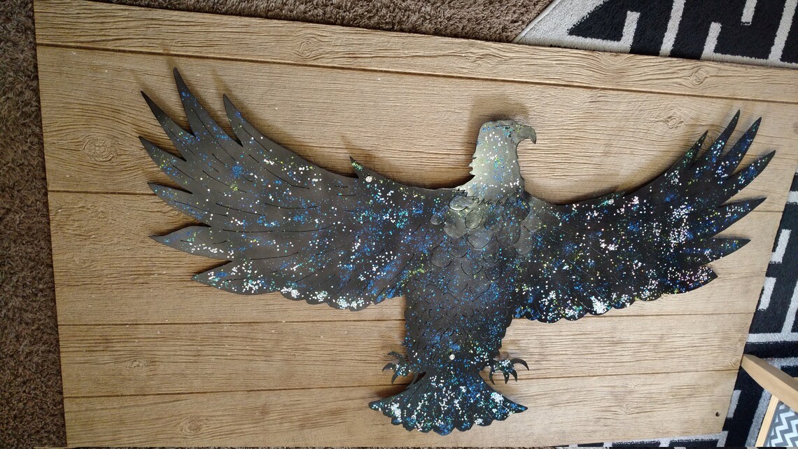 Metal wall art Eagle steel bald eagle handmade glitter home | Etsy