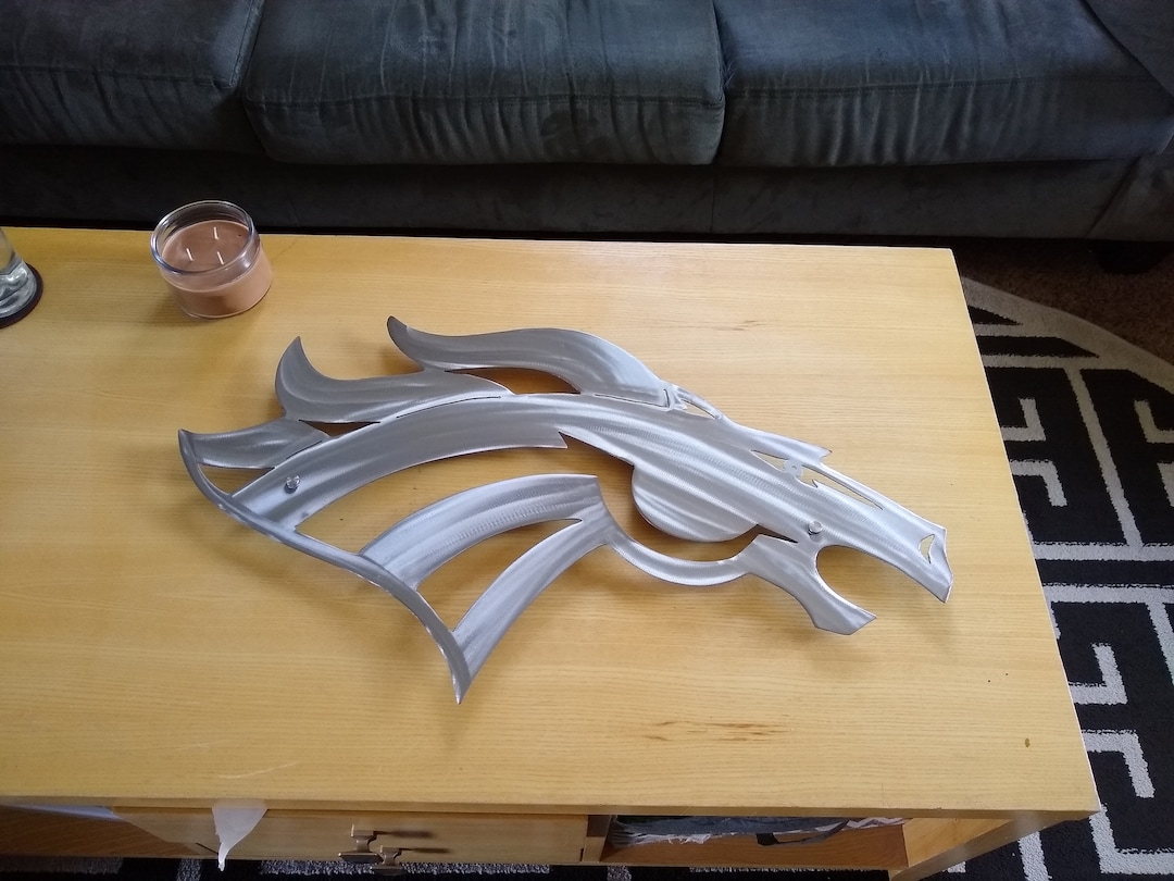 Metal Wall Art Broncos Logo Sign Football Home Decor Gift for Him, Man ...