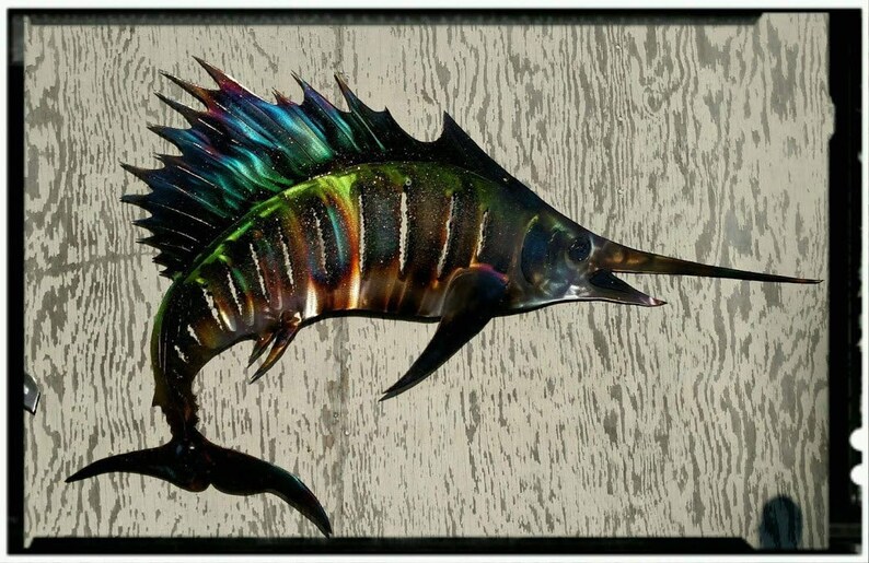 Metal sailfish wall Art Fish wall mount home Decor Coastal | Etsy