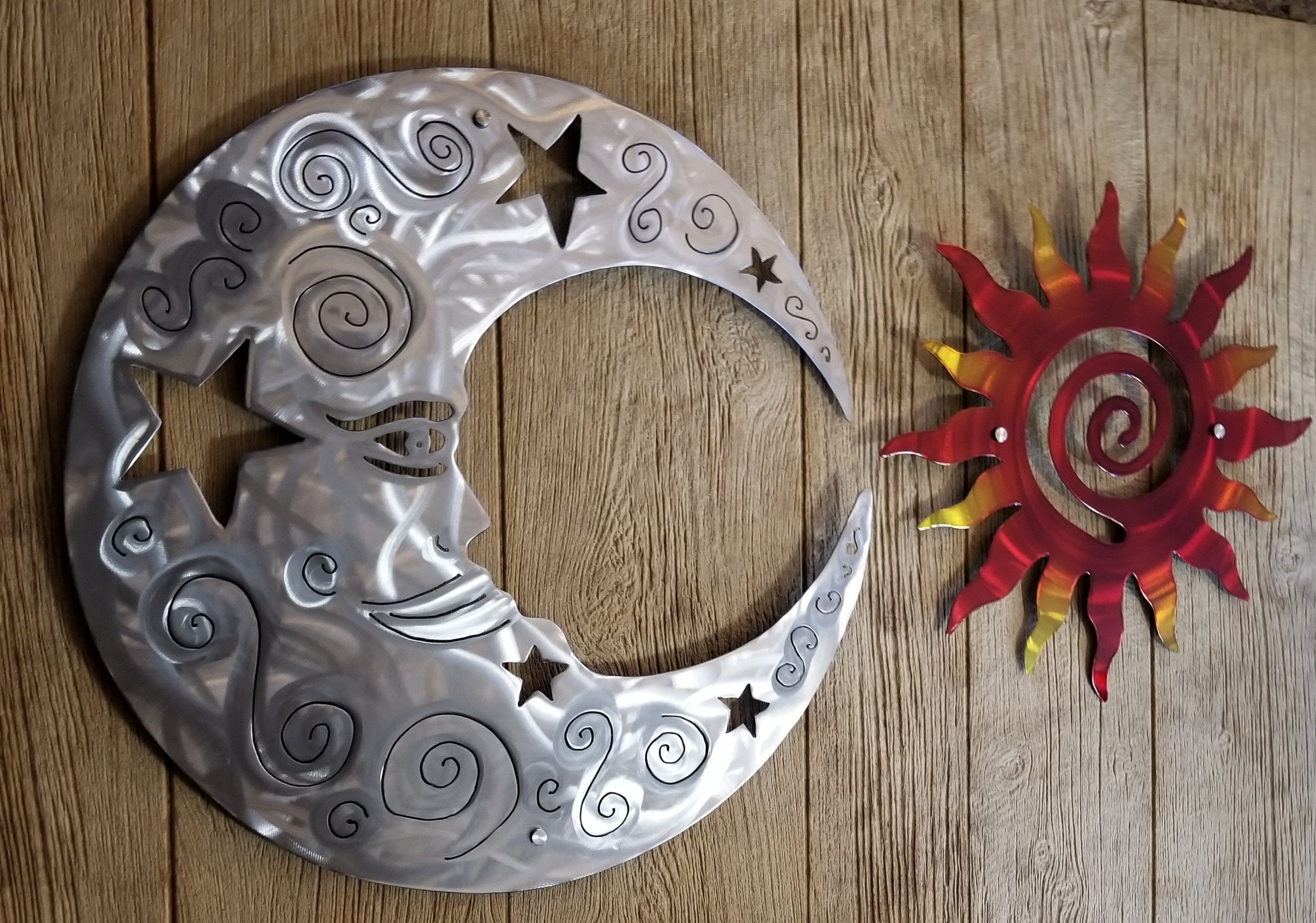 Moon decor wall art / large rustic Metal moon / ETSY Crescent | Etsy