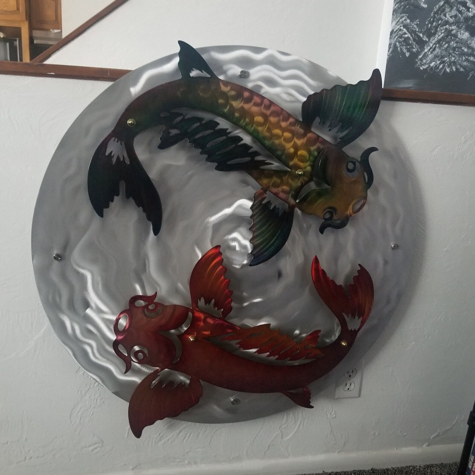 Koi Fish Wall Decor Large Ying Yang Yard Art Fish Set, Metal Fish Art ...