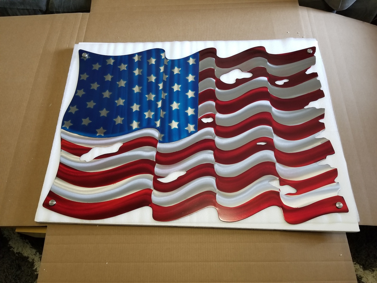 American Flag Metal Wall Art, Wall Hanging Flag Steel Hand Painted ...