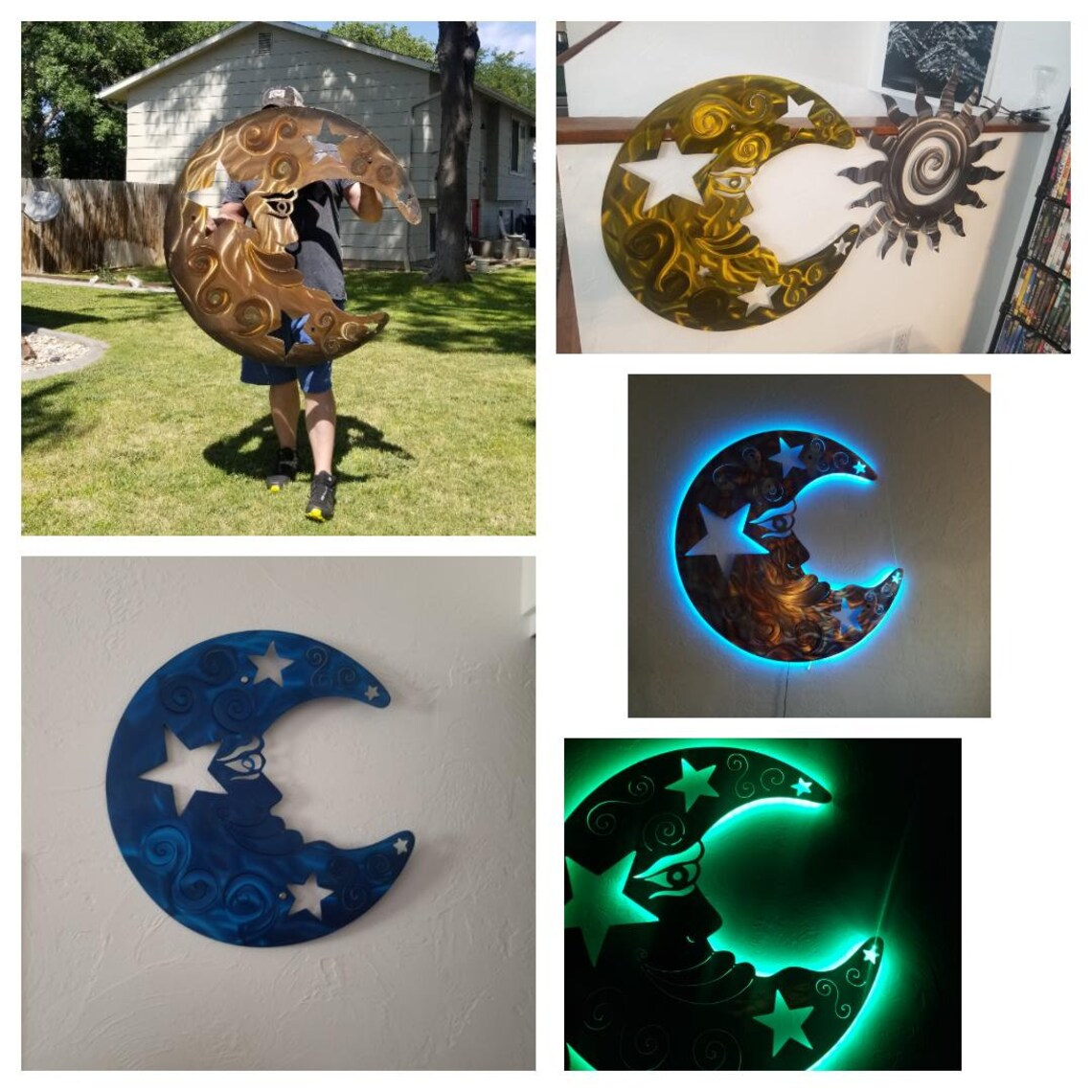 Metal Moon Wall Art Moon Patio Decor Crescent Moon Print - Etsy