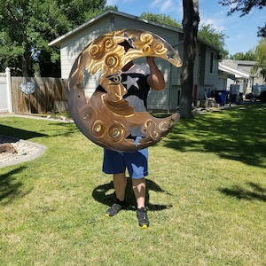 Metal Moon Wall Art, Moon Print, Crescent Moon Print, Rustic Farmhouse ...