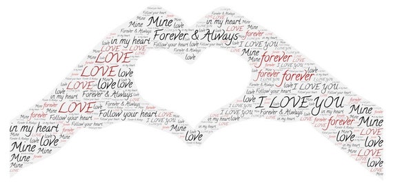 Customise Digital Heart Word Cloud - Etsy
