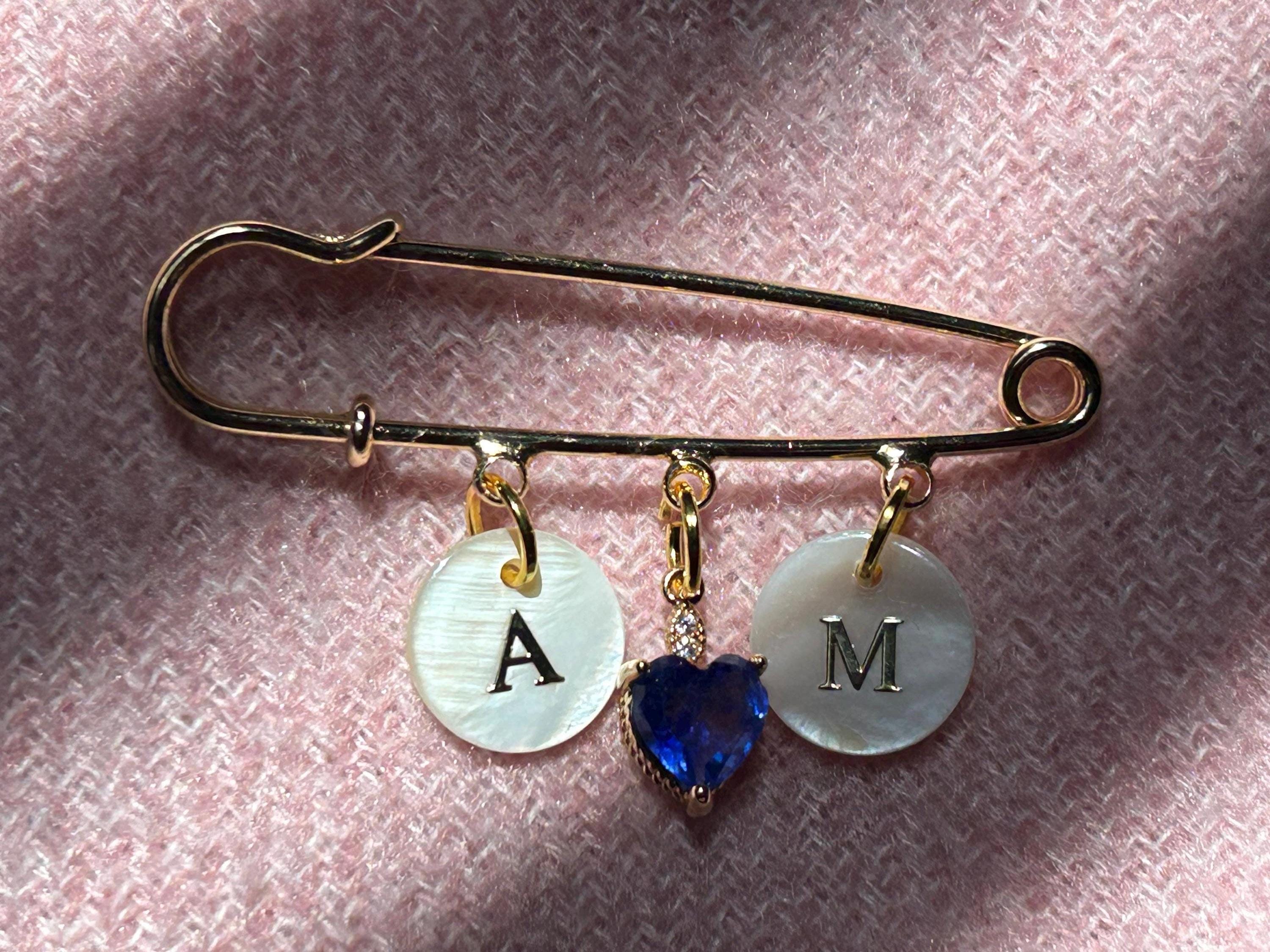 OCEANA Personalised Blue Bridal Safety Pin, Elegant Something Old ...