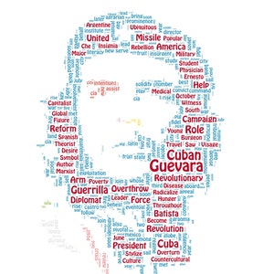 Digital Word Cloud Art of Che Guevara, Customizable Word Picture, Wall ...