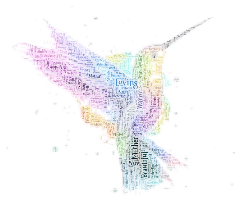 Colorful Hummingbird Word Cloud, Exquisite Wall Art, Ideal for Living ...