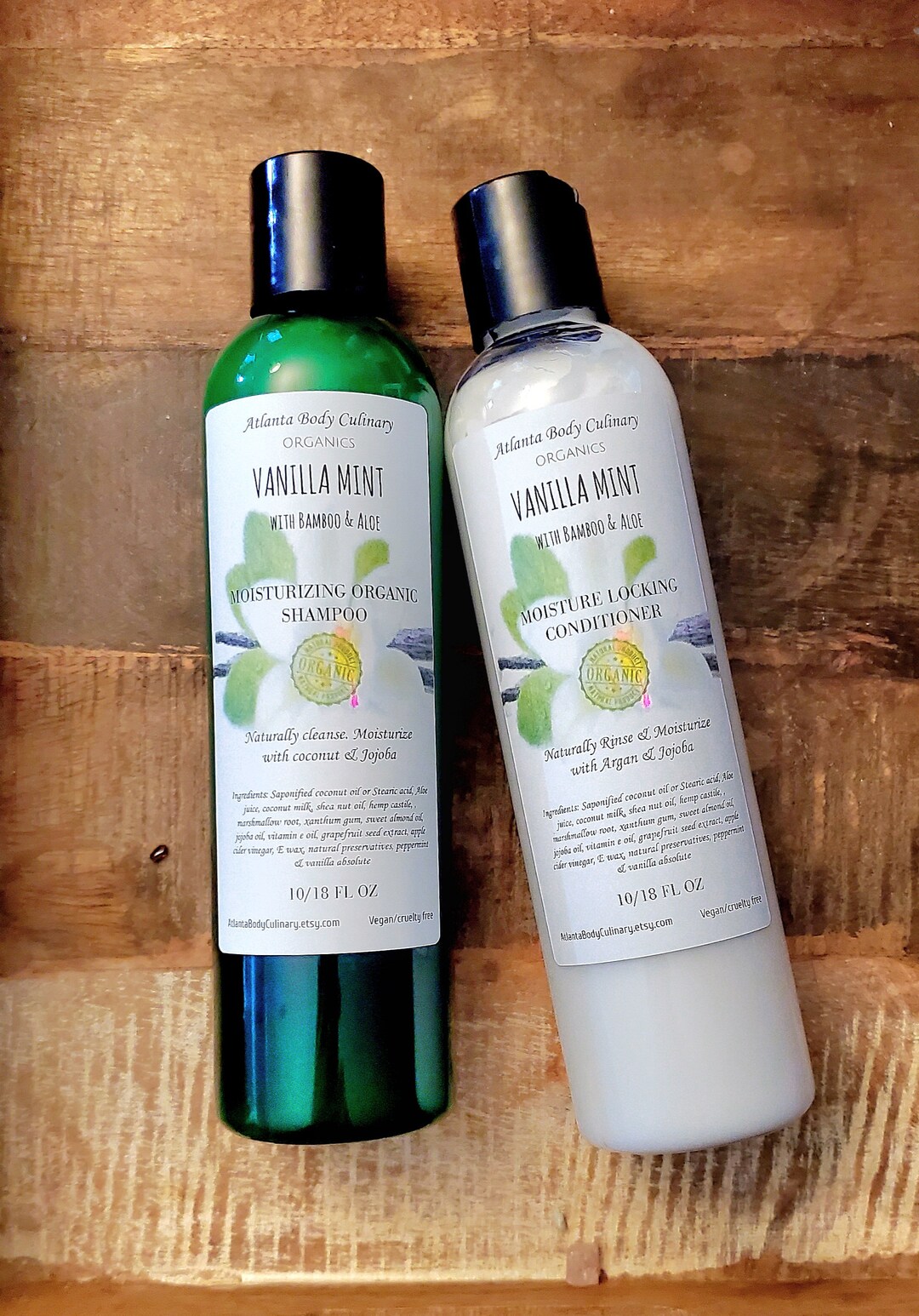 Vanilla Mint Set Organic Shampoo Organic Hair Conditioner Vegan Hair ...