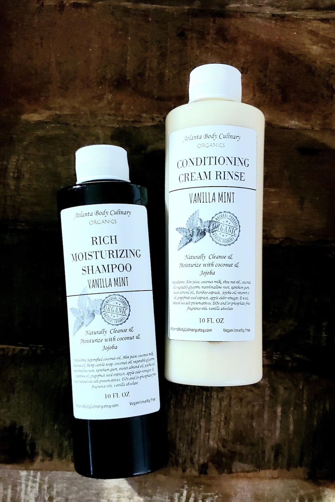 Vanilla Mint Set Organic Shampoo Organic Hair Conditioner Vegan Hair ...