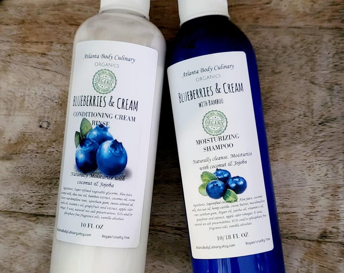 Blueberries & Cream Set Organic Shampoo Organic Hair Conditioner Vegan ...