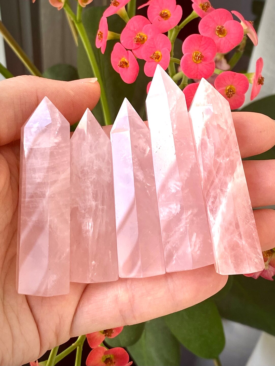 Rose Quartz Crystal Point, Healing Crystal Point, Love Stone - Etsy