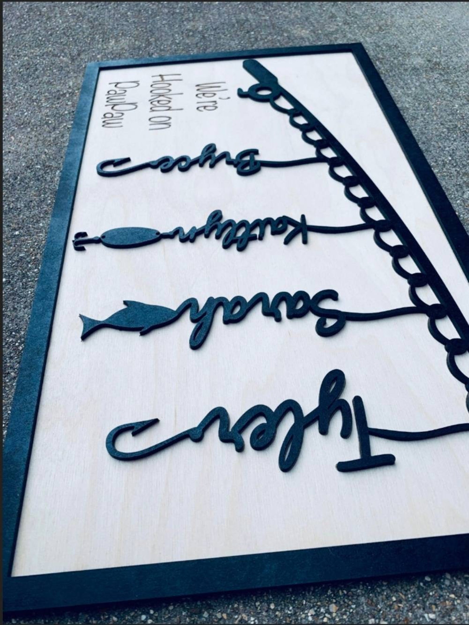 Father's Day Fishing Sign Dad Kids Name Sign - Etsy