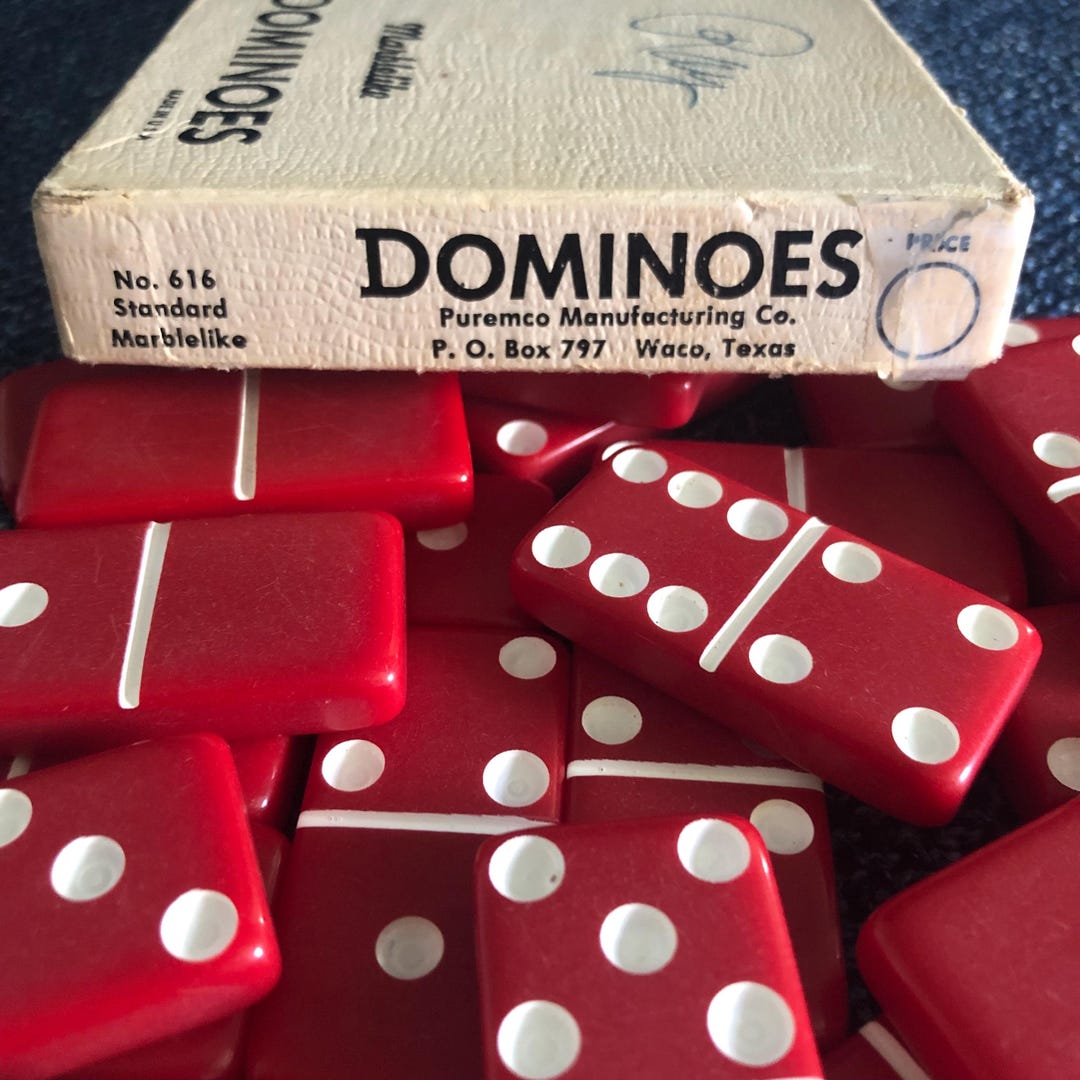 Puremco #616 RED Standard Size Marblelike Double-six Dominoes, Complete ...