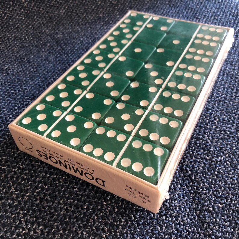 NEW in Box Super Thick 816 GREEN Puremco Marblelike Vintage Dominoes ...