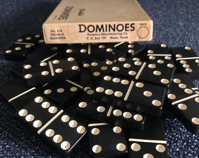 Puremco #616 BLACK Dominoes, Vintage Marblelike Standard Size. Complete ...