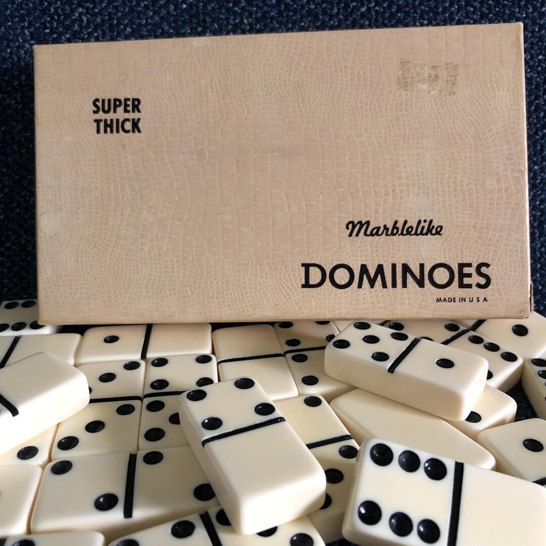 Super Thick #816 White Puremco Marblelike Vintage Dominoes. Full 28 ...