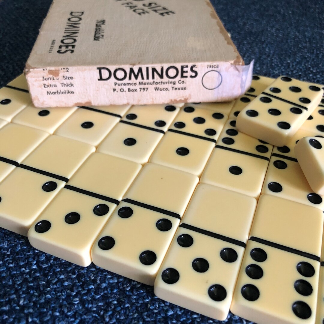 Jumbo Extra Thick Giant Face #1432 WHITE Puremco Marblelike Dominoes ...