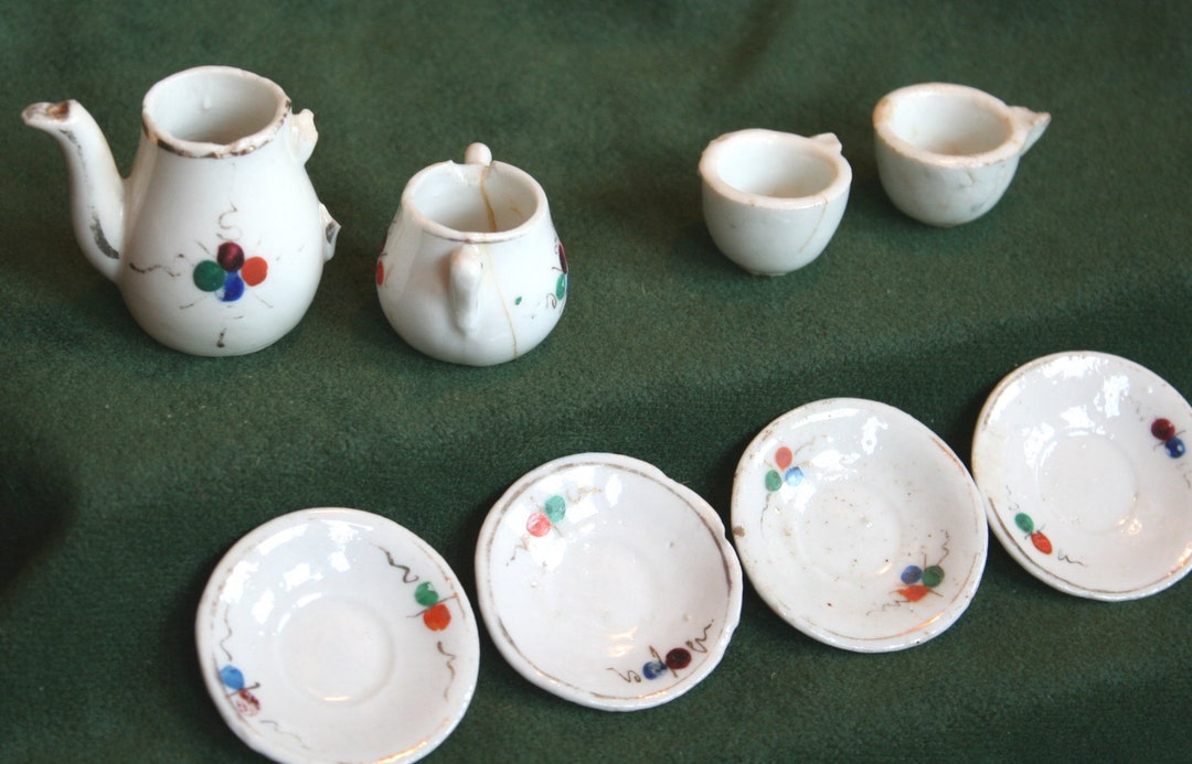 Antique Miniature China Tea Set, Handpainted - Etsy