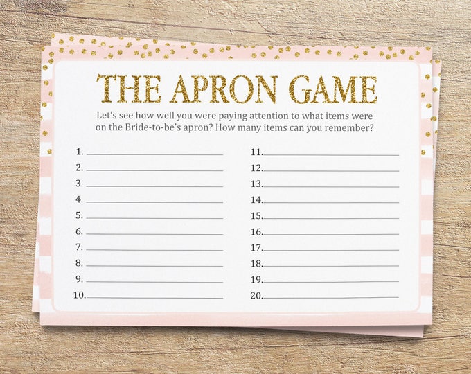 The Apron Game, Kitchen Bridal Shower Games, Memory Game, Wedding ...