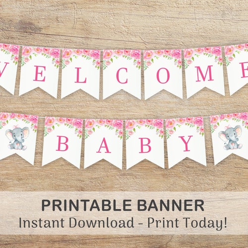Baby Shower Welcome Sign Elephant Welcome Sign PRINTABLE | Etsy