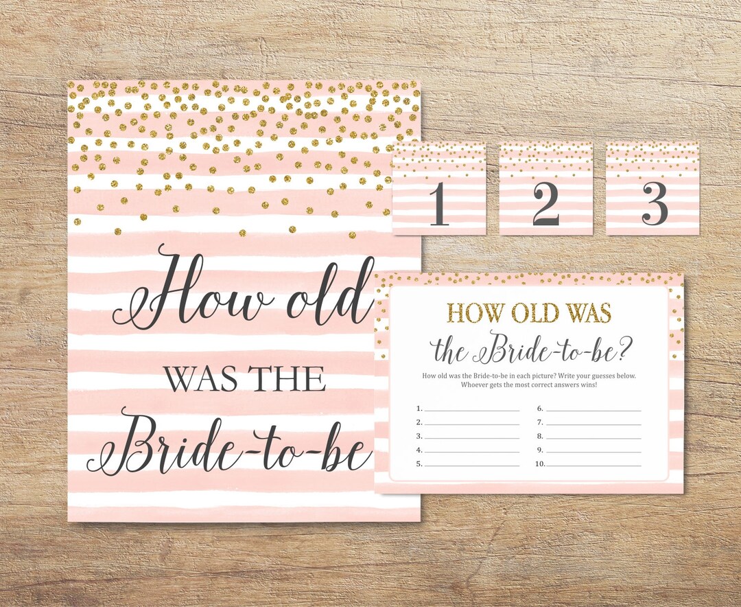 How Old Was the Bride, Printable Guess Bride-to-be Age, Age Guessing ...
